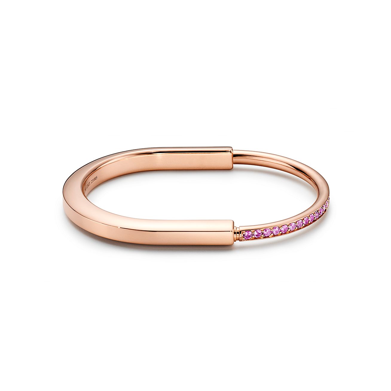 Tiffany Lock Bangle in Rose Gold with Pink Sapphires | Tiffany & Co. CA