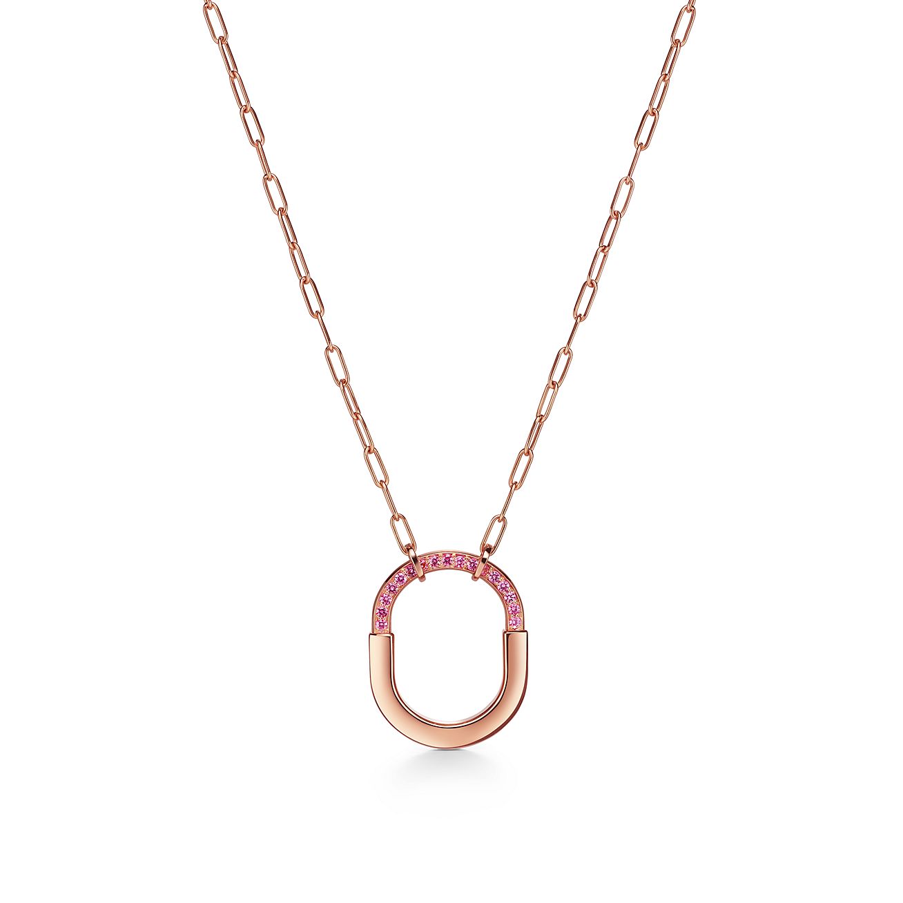 Tiffany Lock Medium Pendant in Rose Gold with Pink Sapphires | Tiffany ...