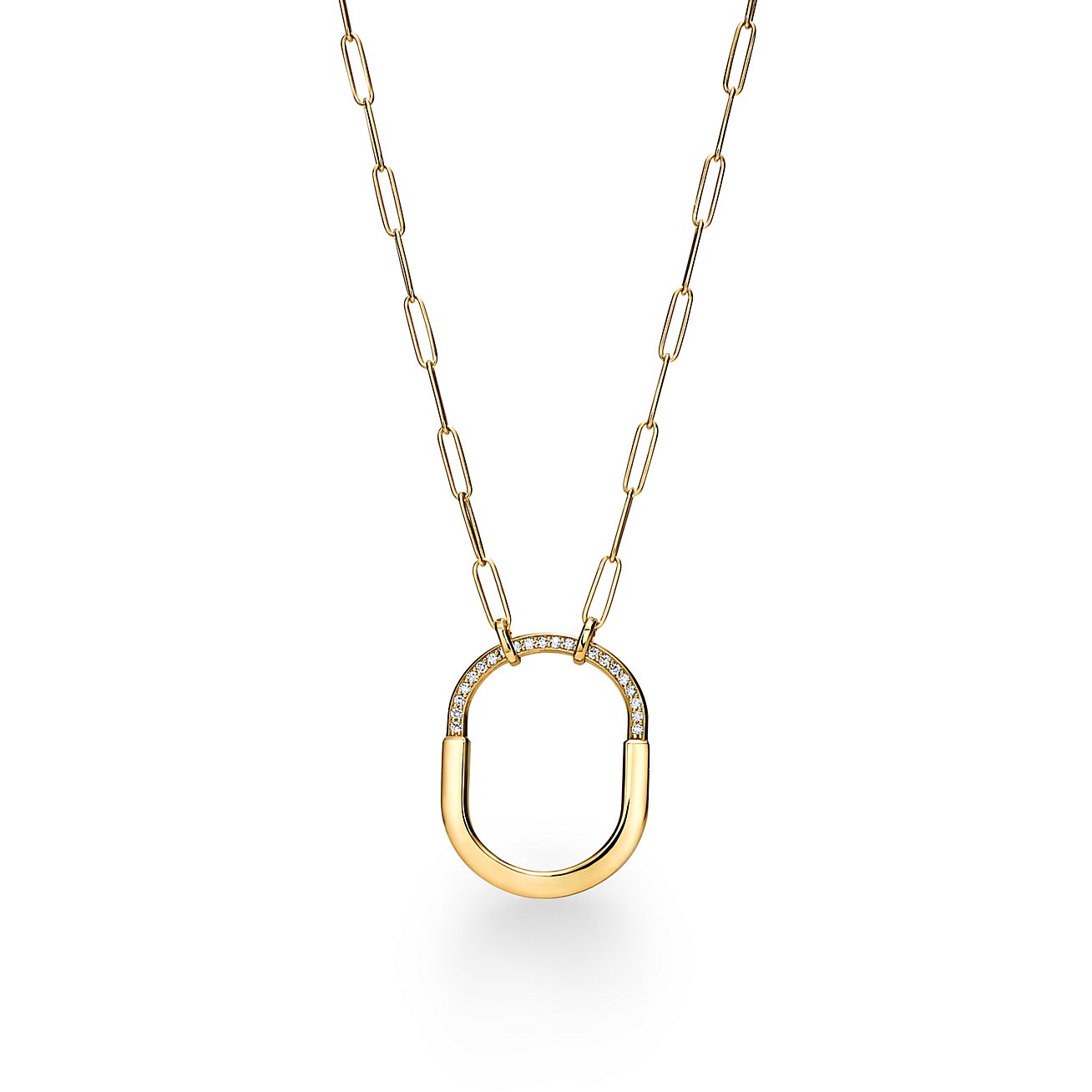 Tiffany Lock Pendant in Yellow Gold with Diamonds, Large | Tiffany & Co. US