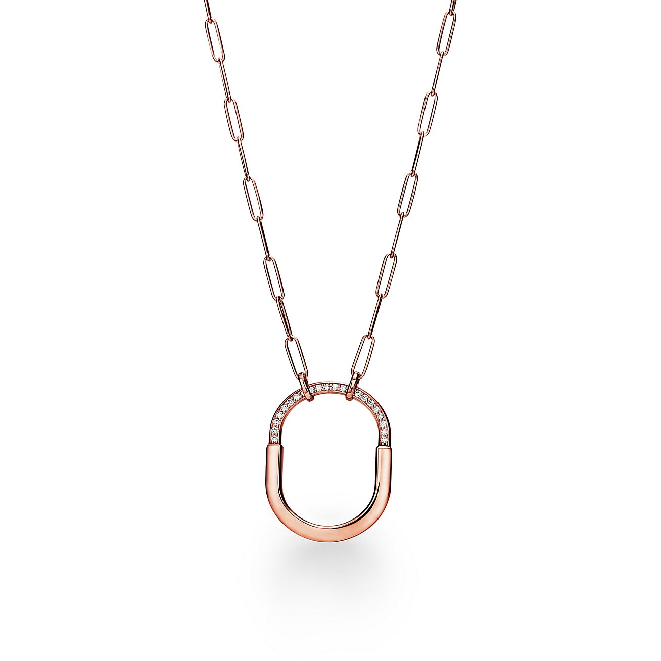 Tiffany Lock Pendant in Rose Gold with Diamonds, Large | Tiffany & Co ...