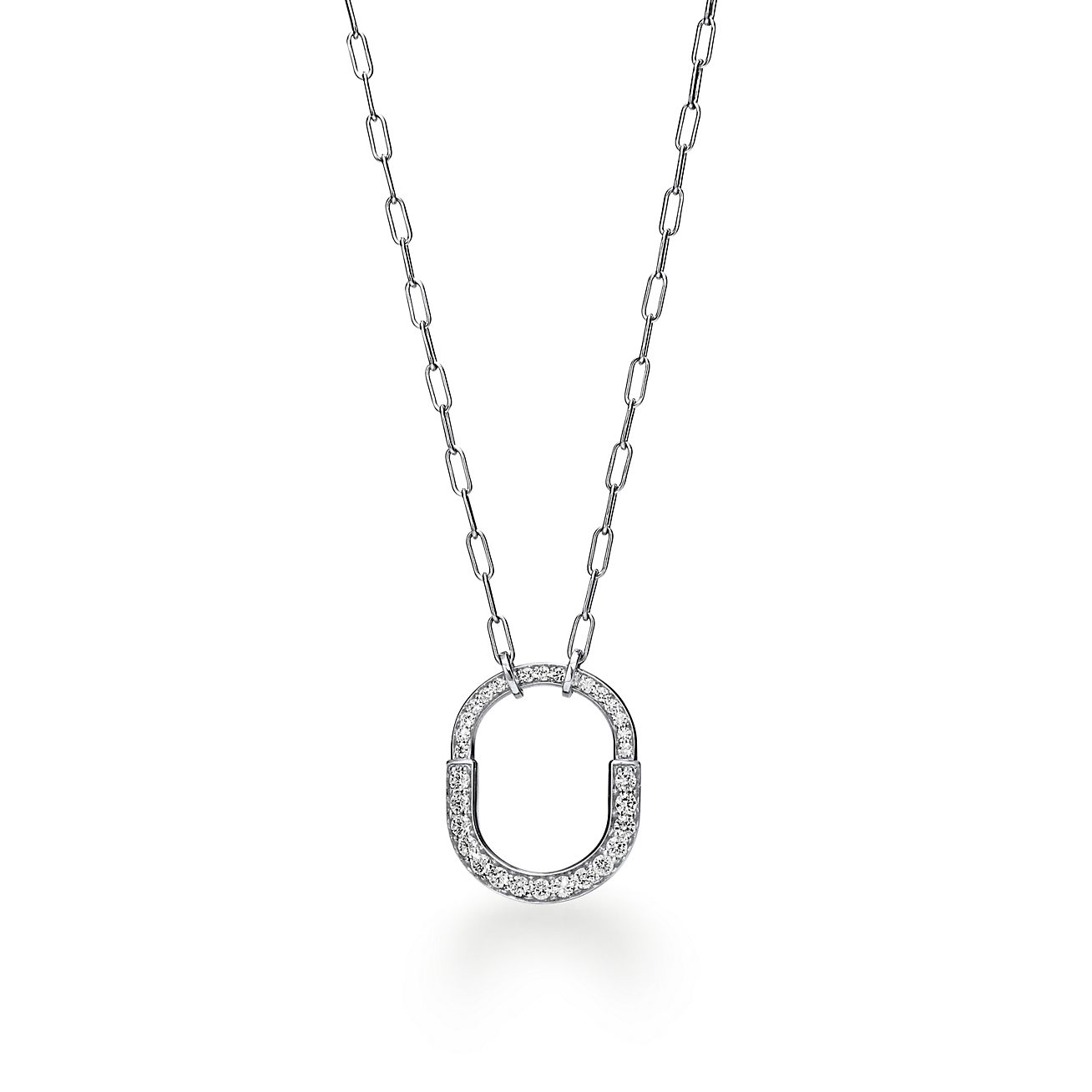 Tiffany Lock Pendant in White Gold with Pavé Diamonds, Medium | Tiffany ...