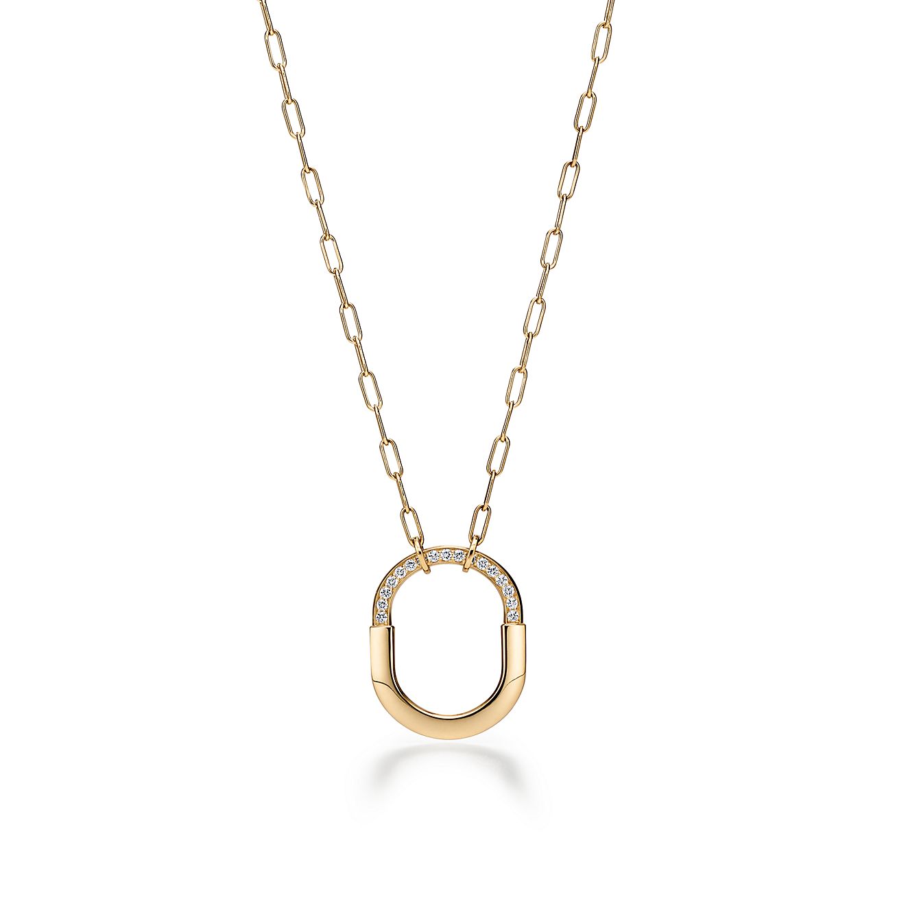 Tiffany Lock Pendant in Yellow Gold with Diamonds, Medium | Tiffany ...