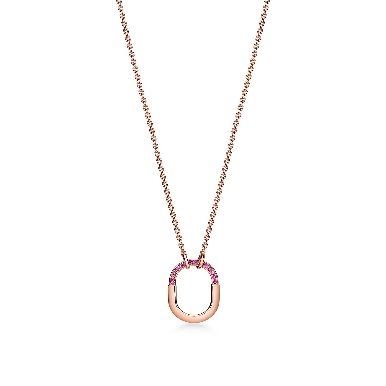 Tiffany Lock Small Pendant in Rose Gold with Pink Sapphires | Tiffany ...