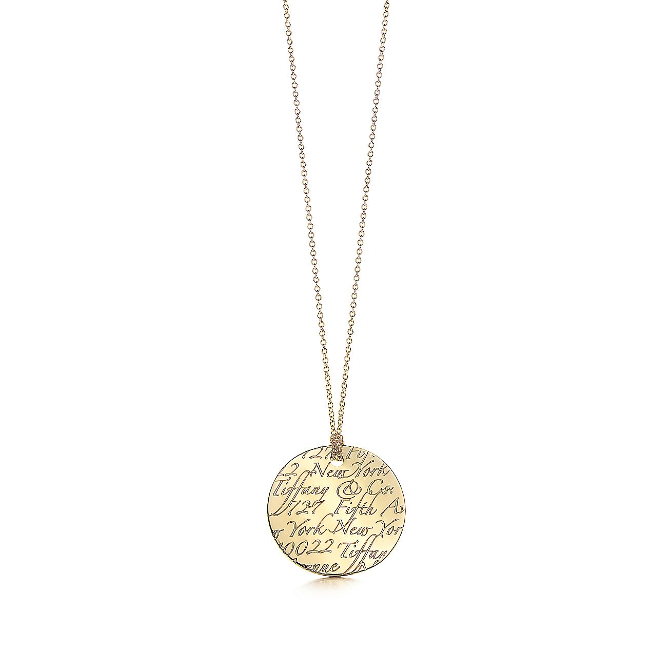 Tiffany Notes round pendant in 18k gold, small. | Tiffany & Co.