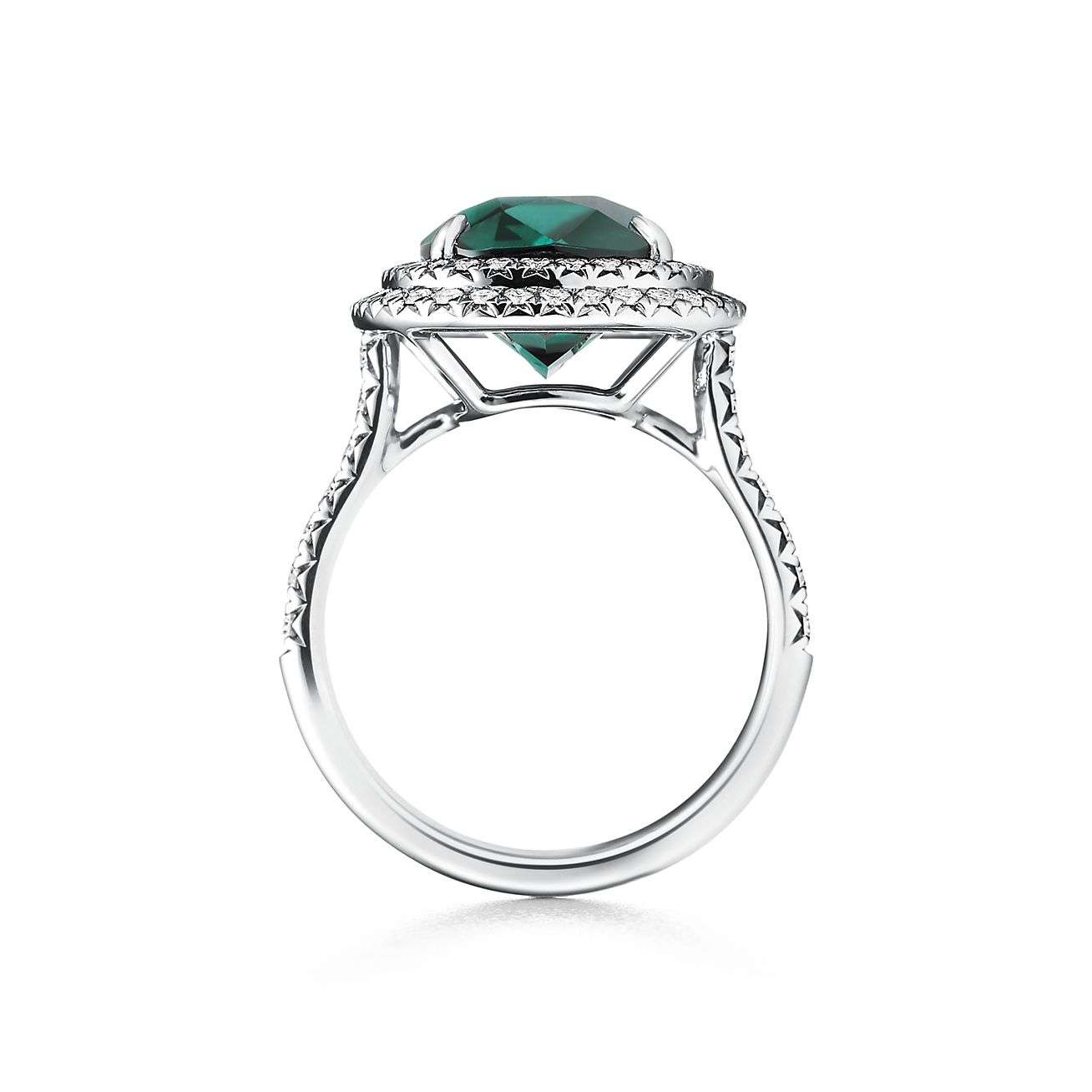 Tiffany Soleste Green Tourmaline and Diamond Ring