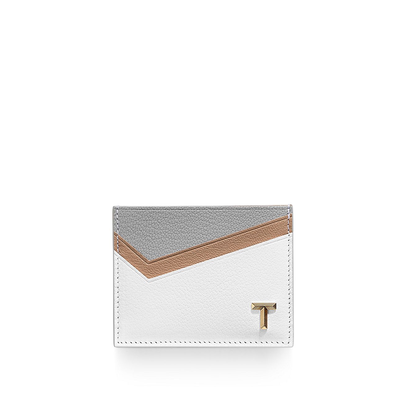 Tiffany T Card Case in Taupe Colorblock Leather | Tiffany & Co. CA