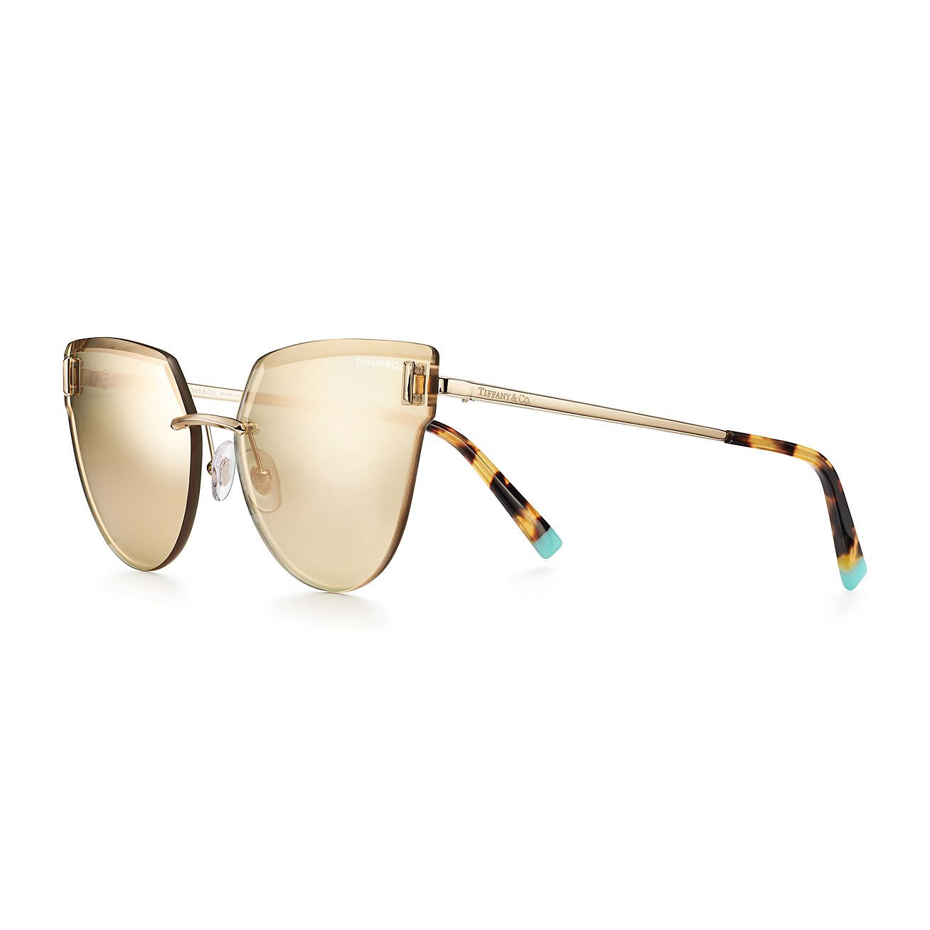 Tiffany T Cat Eye Sunglasses In Pale Gold Colored Metal Tiffany And Co
