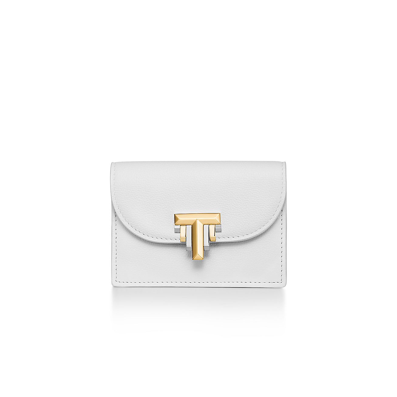Tiffany T Deco Flap Card Holder in White Leather | Tiffany & Co.