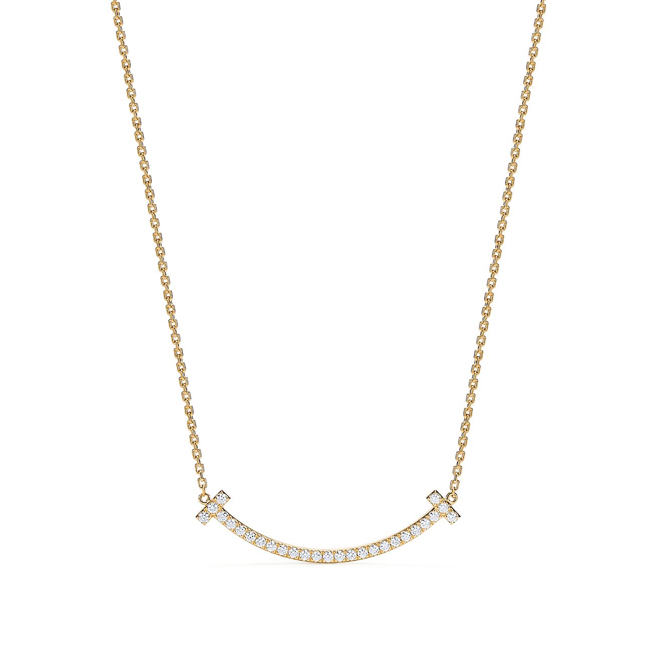 Tiffany T Medium Smile Pendant In Gold With Diamonds Tiffany Co
