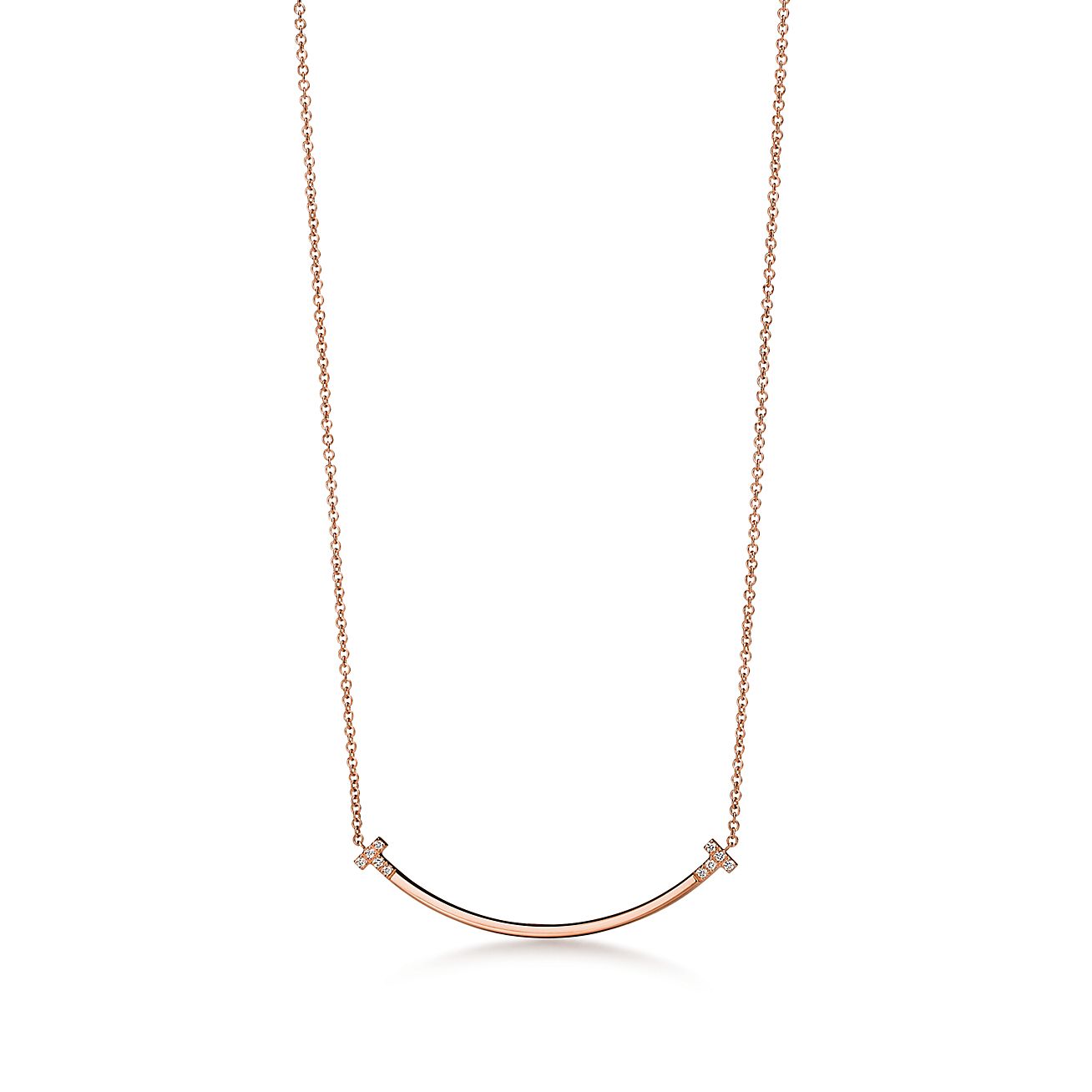 Tiffany T Smile Small Pendant in Rose Gold with Diamonds | Tiffany & Co ...