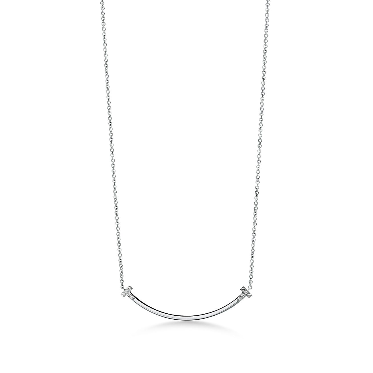 Tiffany T Smile Small Pendant in White Gold with Diamonds | Tiffany ...