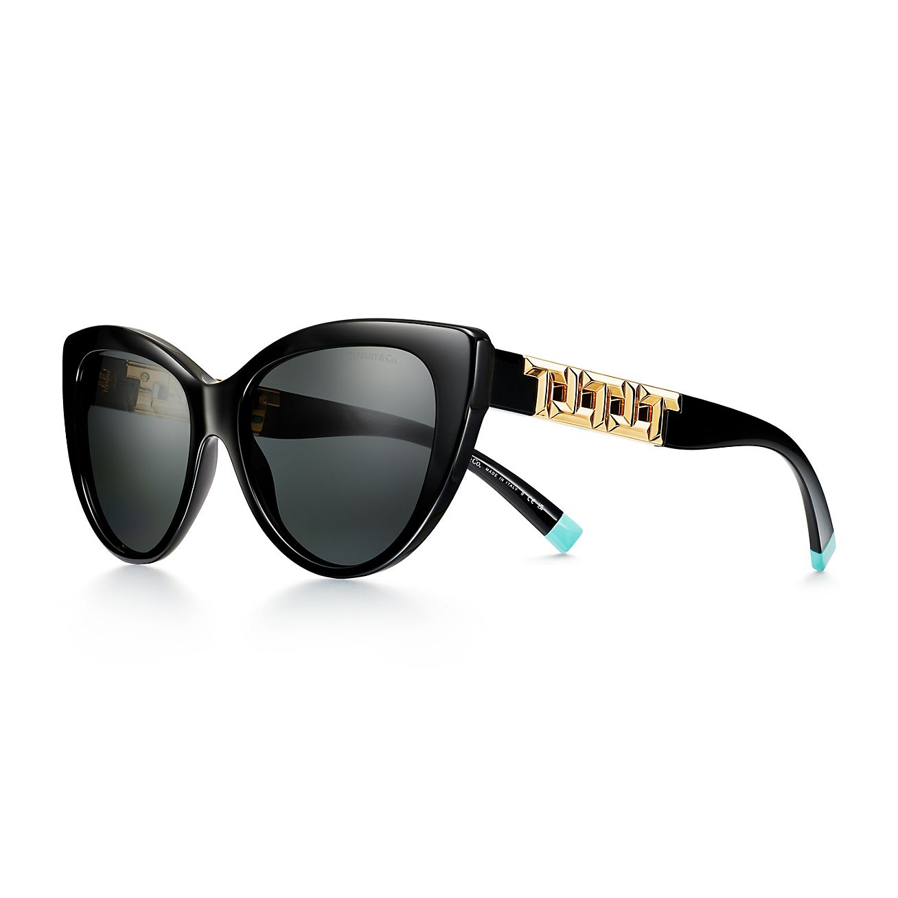 Tiffany T Sonnenbrille aus schwarzem Acetat mit dunkelgrauen Gläsern ...