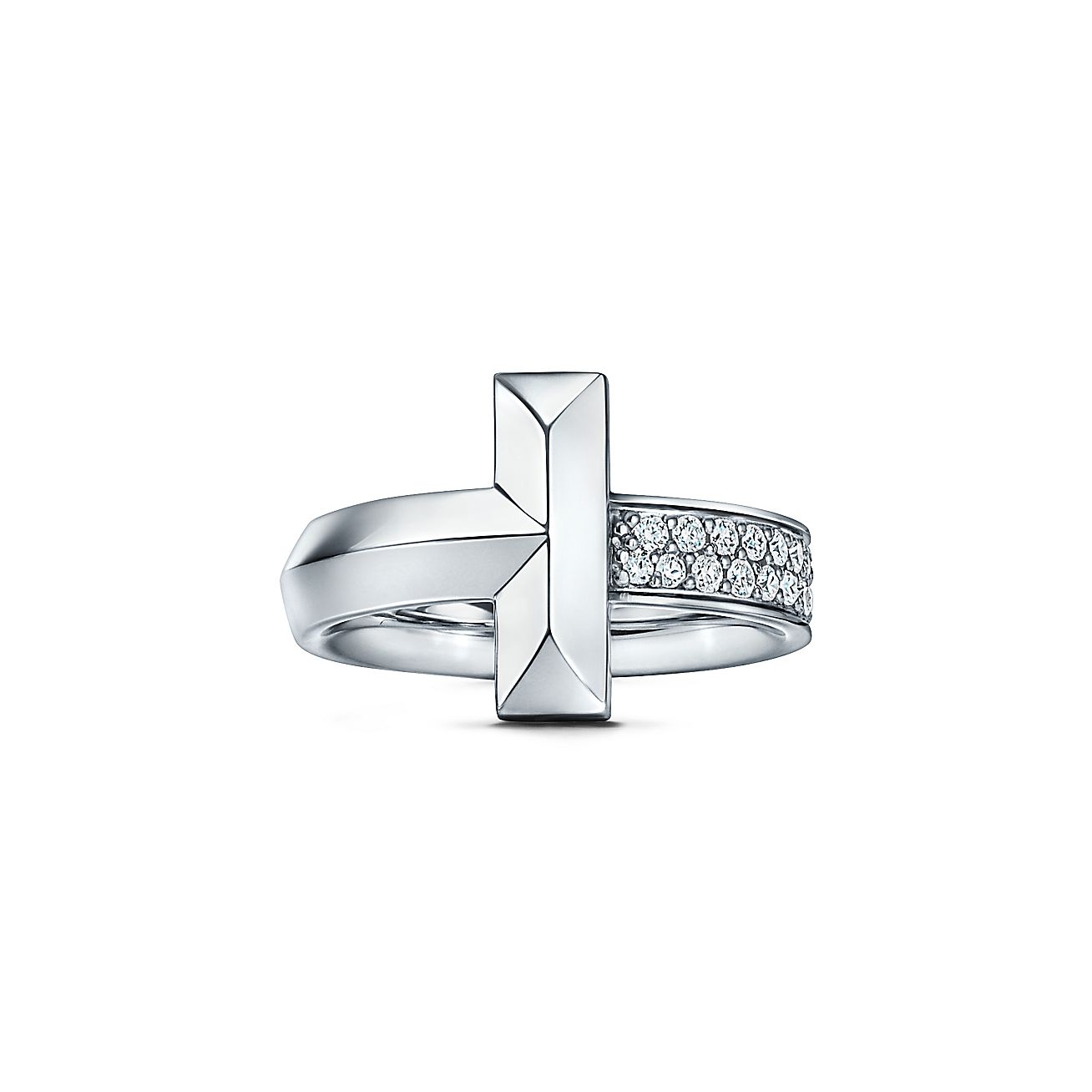 Tiffany T T1 Ring in White Gold with Diamonds | Tiffany & Co. CA