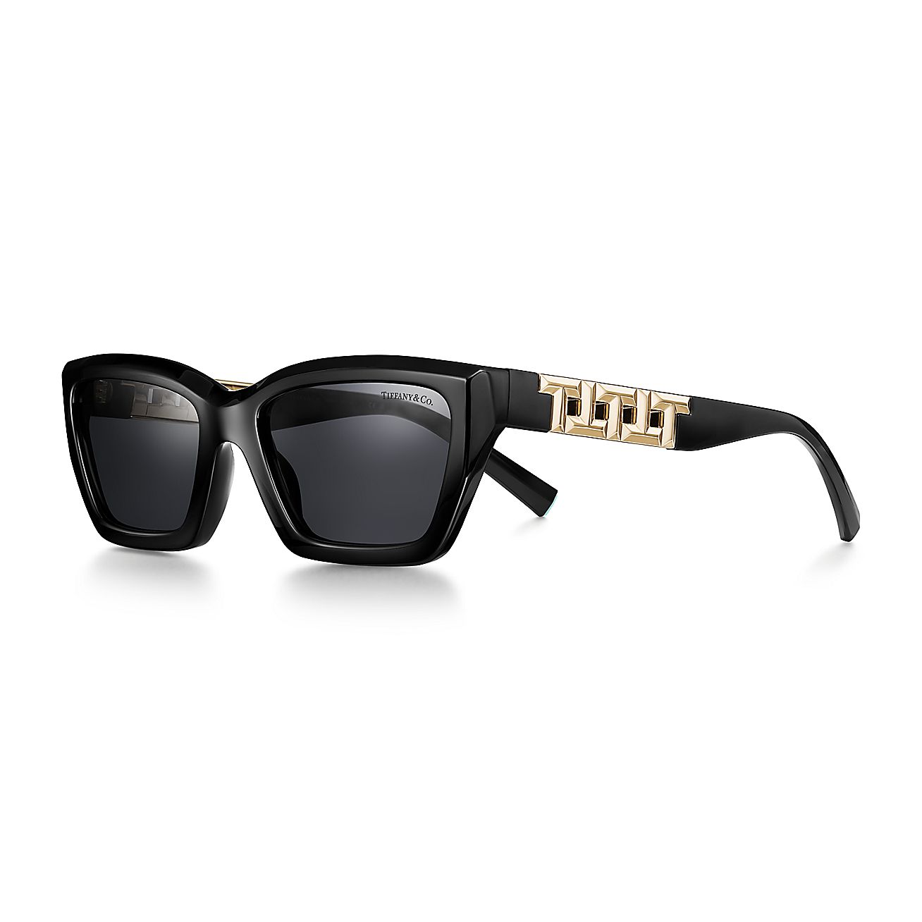 Tiffany T True Sunglasses In Black Acetate With Dark Gray Lenses