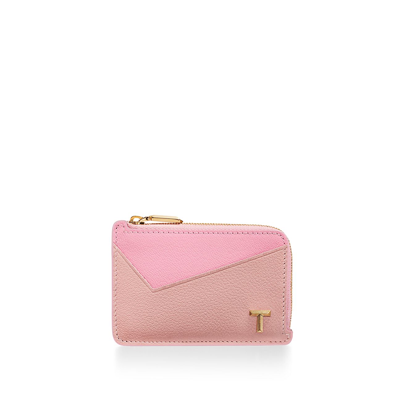 Tiffany T Zip Card Case in Pink Colorblock Leather | Tiffany & Co.