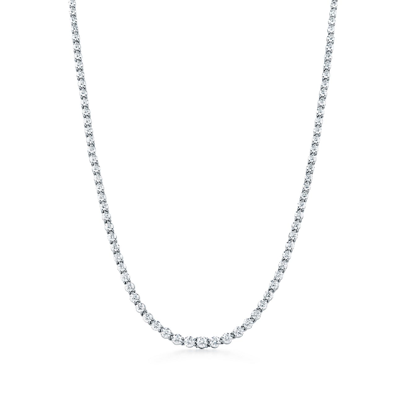 Tiffany Victoria® graduated line necklace in platinum with diamonds ...