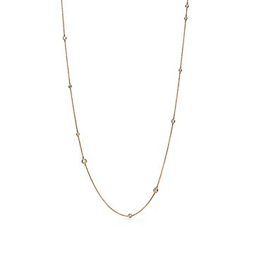 Elsa Peretti Diamonds by the Yard Sprinkle Necklace in Gold with Diamonds Tiffany Co. US
