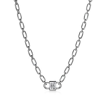 Tiffany 1837 Small Double Lock Necklace in Sterling Silver Size 16 in