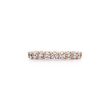 Tiffany Embrace Band Ring in 18K Rose Gold with Diamonds 3 mm Wide Size 4 1 2