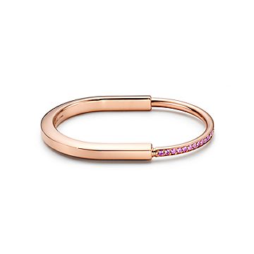 Tiffany Lock Bangle in Rose Gold with Pink Sapphires Tiffany Co. Australia