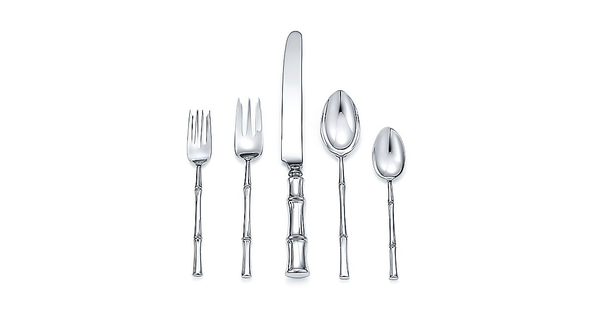 Bamboo five-piece flatware set in sterling silver. | Tiffany & Co.
