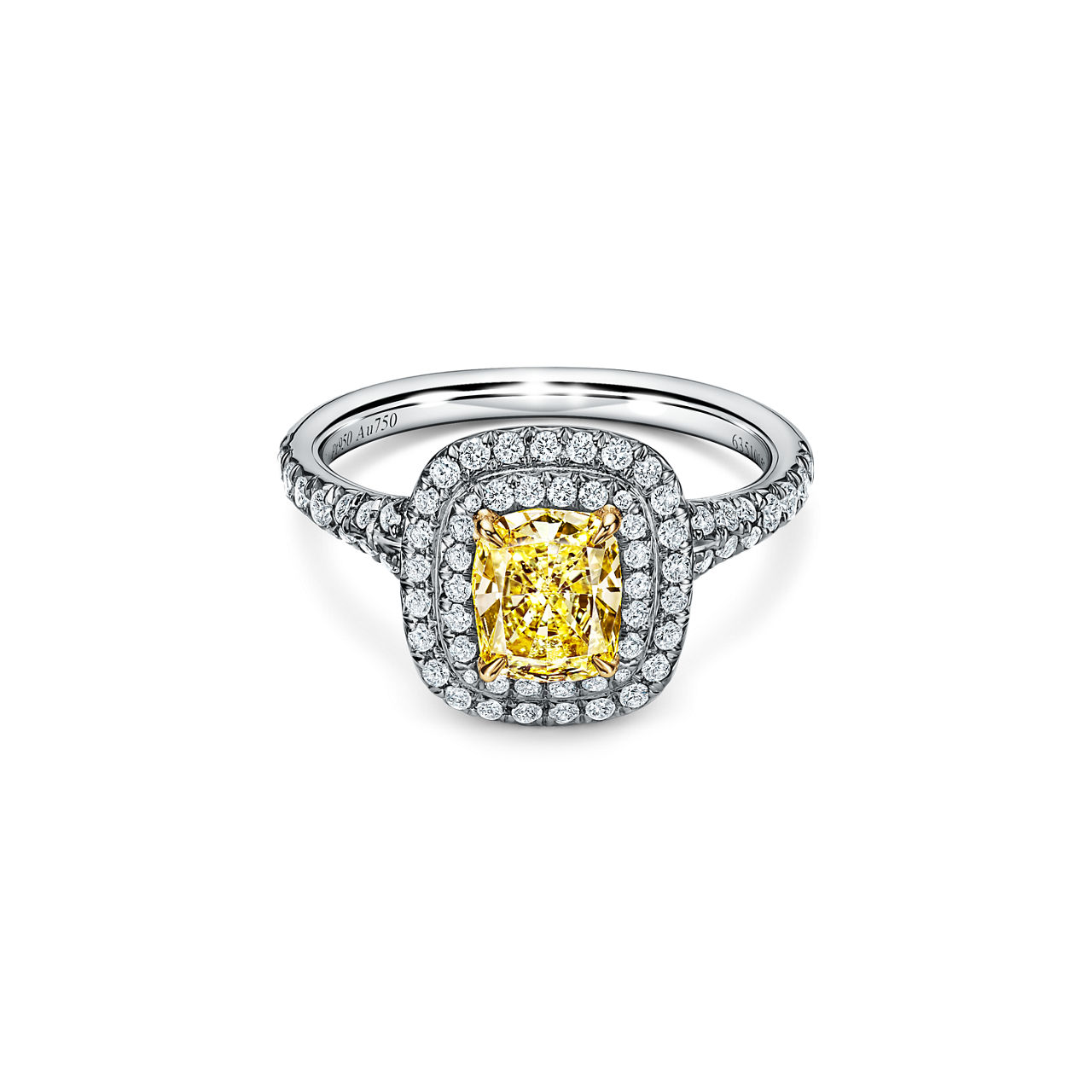 Tiffany Soleste®:Cushion-cut Yellow Diamond Halo Engagement Ring in ...