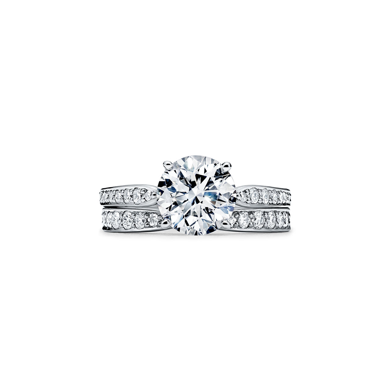 Tiffany Harmony®:Bague de fiançailles taille brillant avec anneau en ...