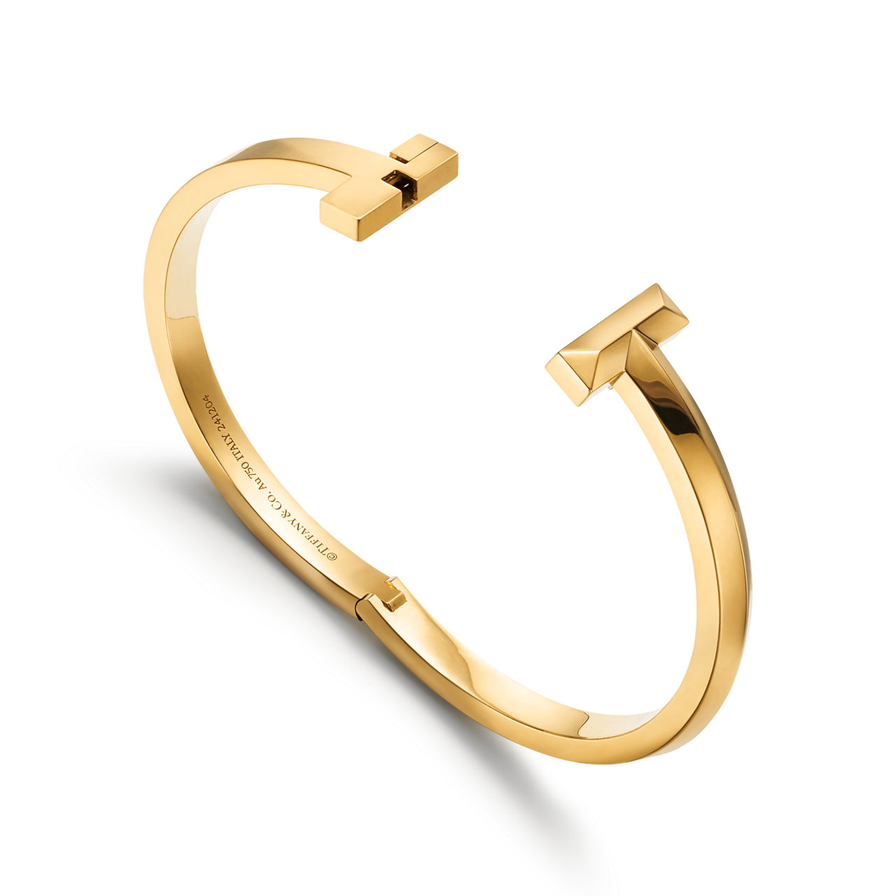 Tiffany T:Bracelet jonc étroit à charnière T1 en or jaune 18 carats ...