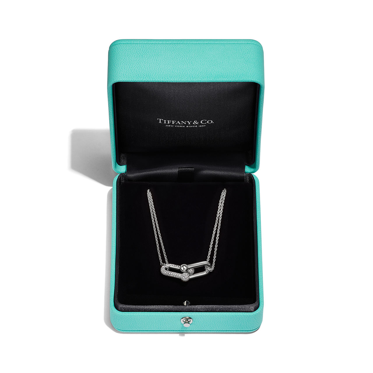 Tiffany HardWear:Pendentif à maillons doubles taille Large en or blanc ...