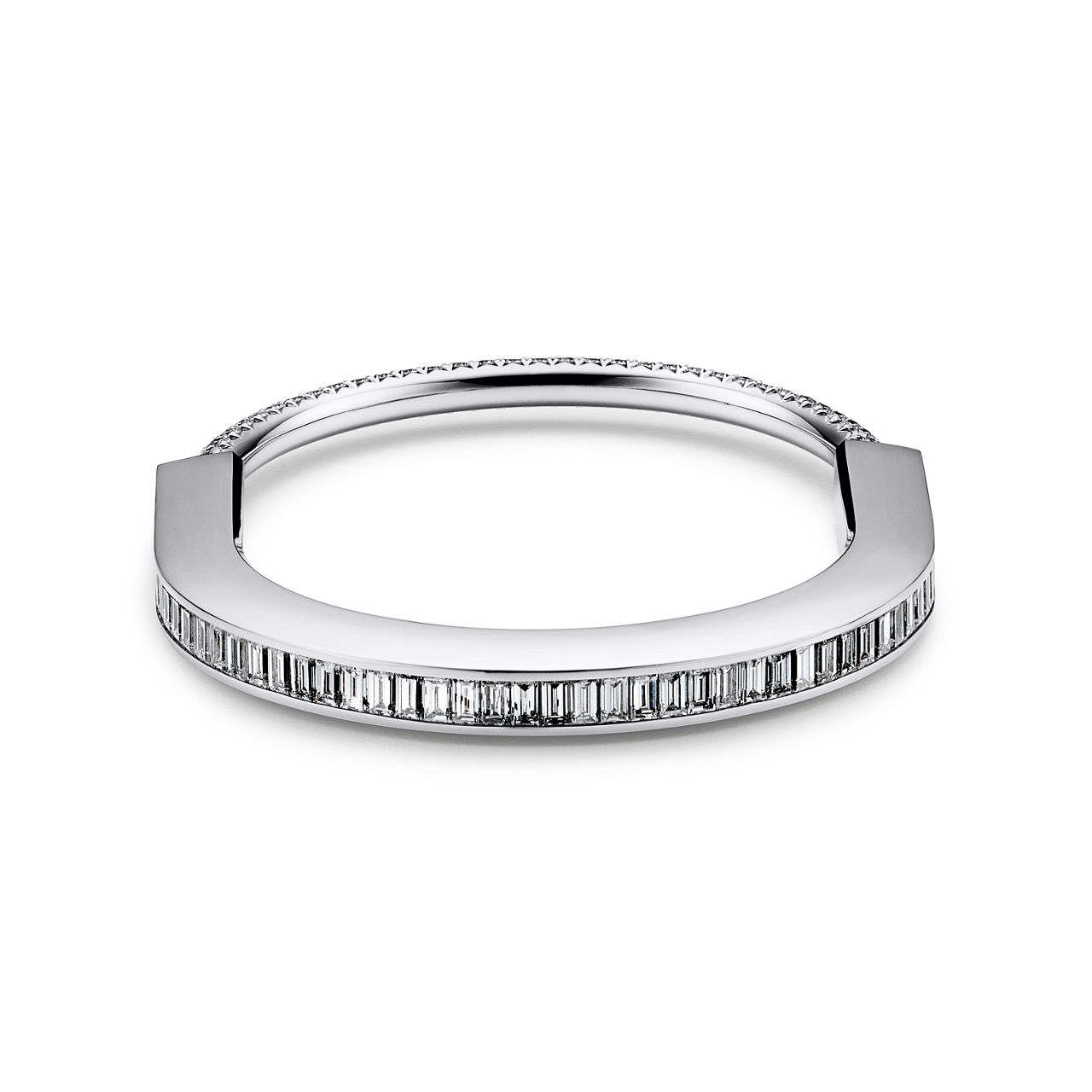 Tiffany Lock:Bangle in White Gold with Baguette and Pavé Diamonds ...