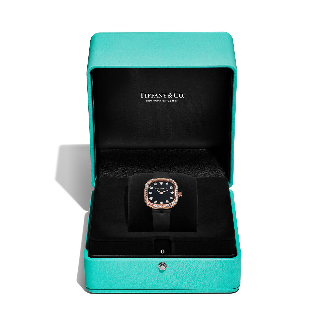 Tiffany Eternity:Montre forme coussin 28 mm en or rose 18 carats et ...