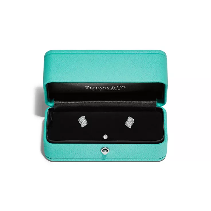 Elsa Peretti®:Boucles d’oreilles clou Feather mini en platine 950 ...