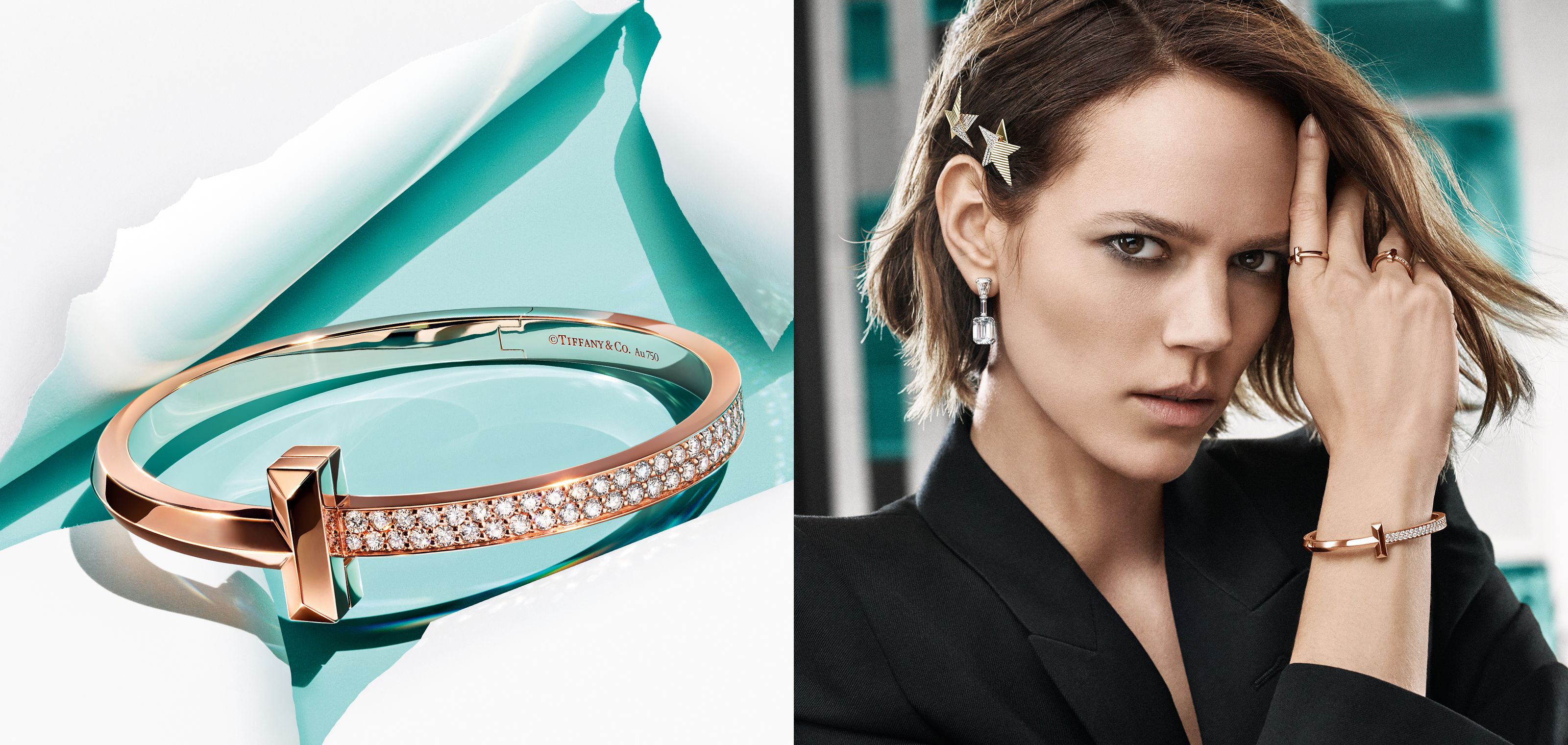 Tiffany T narrow wire bracelet in 18k gold, medium. | Tiffany & Co.